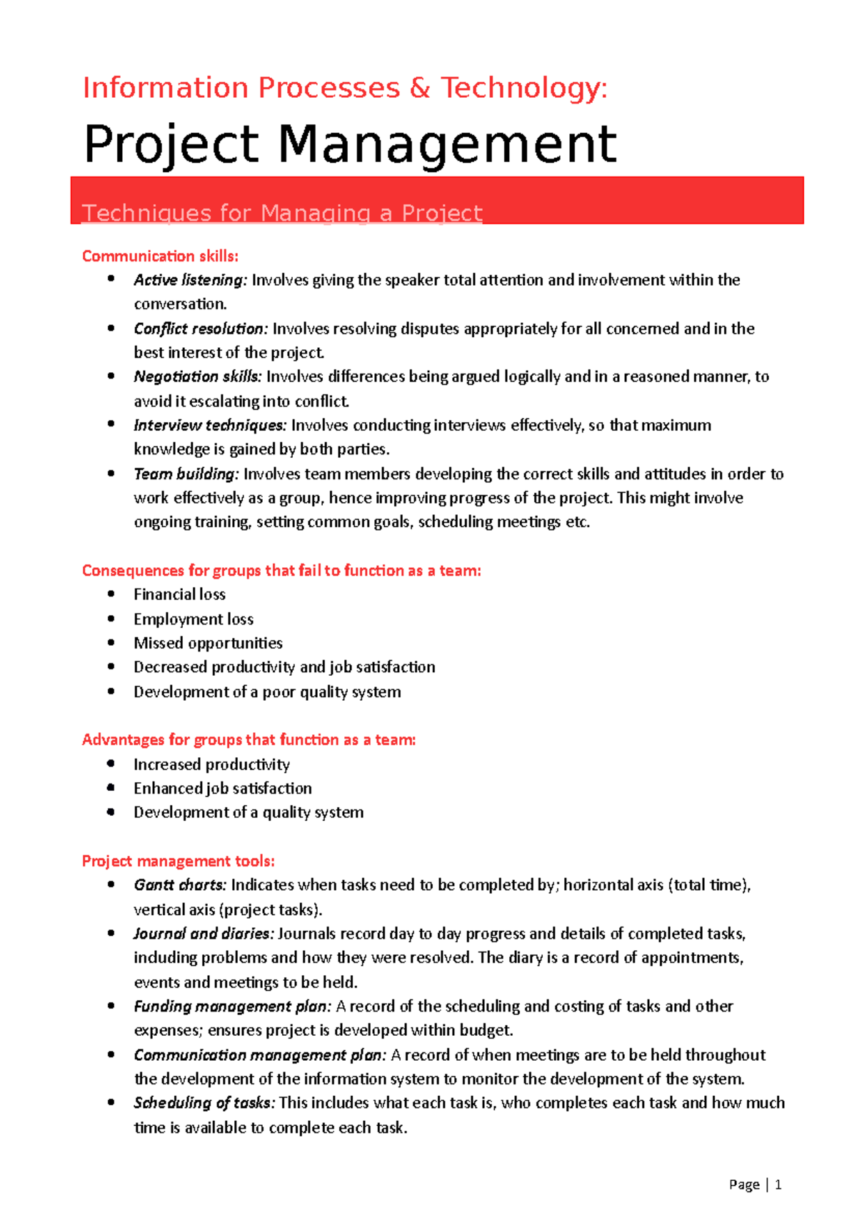 Project Management - Information Processes & Technology: Project ...
