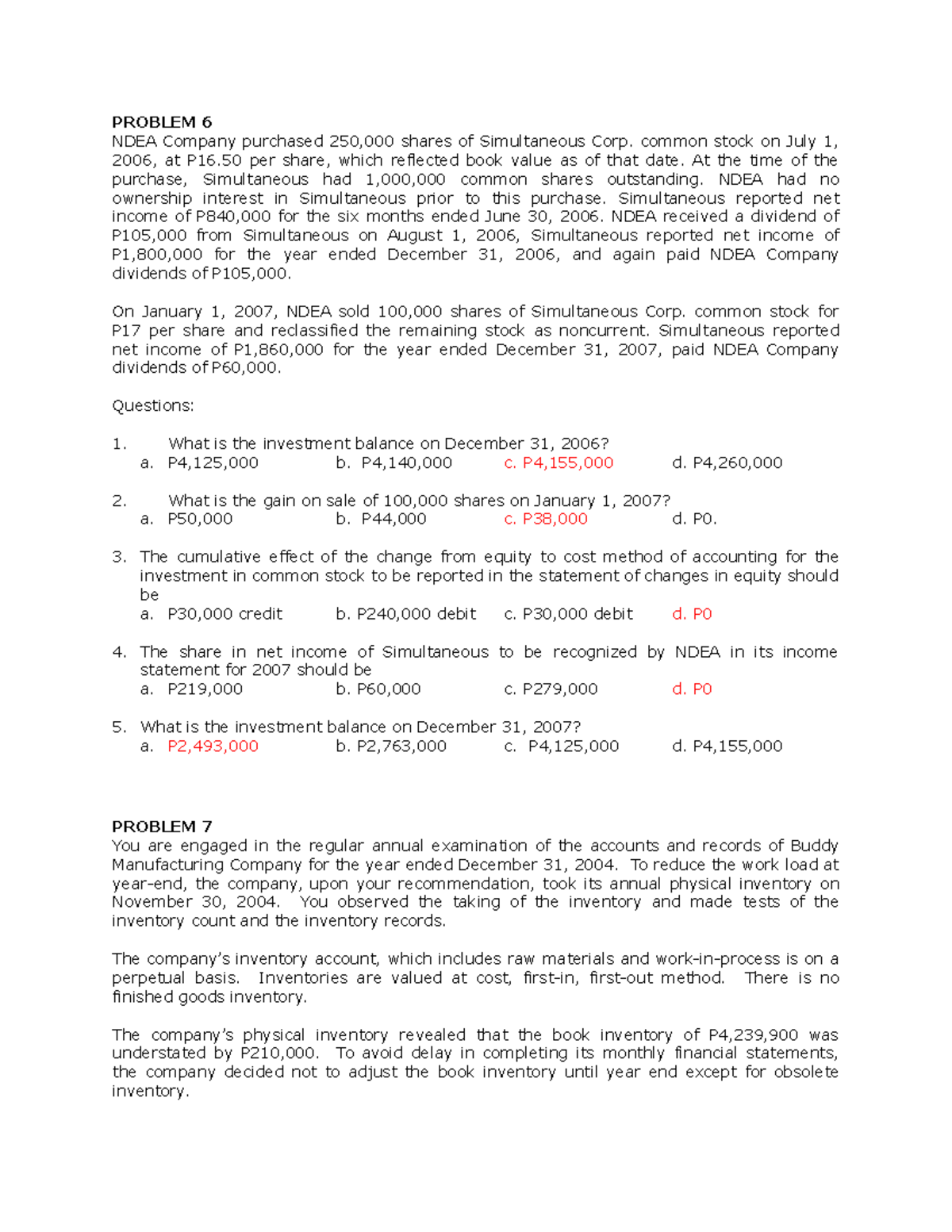 Pdfcoffee free problem solving reviewer - PROBLEM 6 NDEA Company purchased 250,000 shares of ...