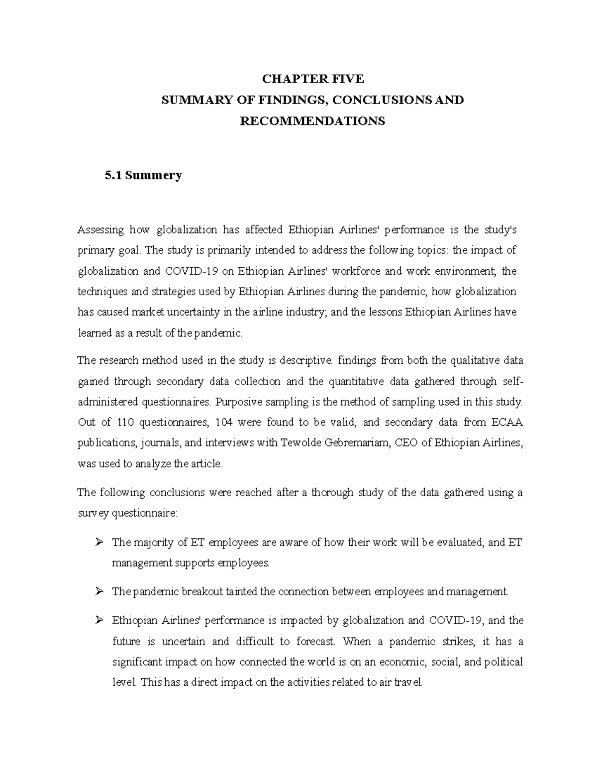 Chapter FIVE - this is doc file of ssay - CHAPTER FIVE SUMMARY OF ...