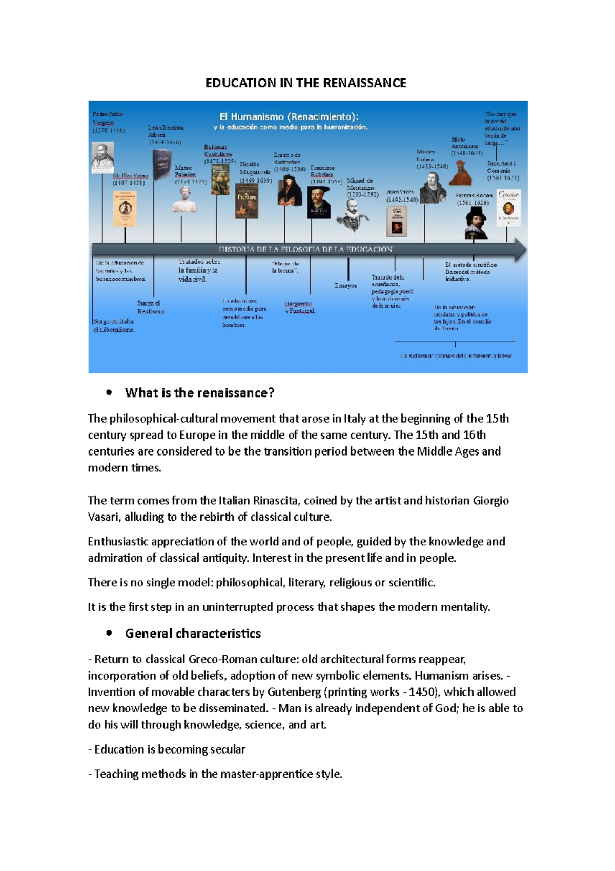 2 General Biology - Lecture notes 2 - EDUCATION IN THE RENAISSANCE What ...