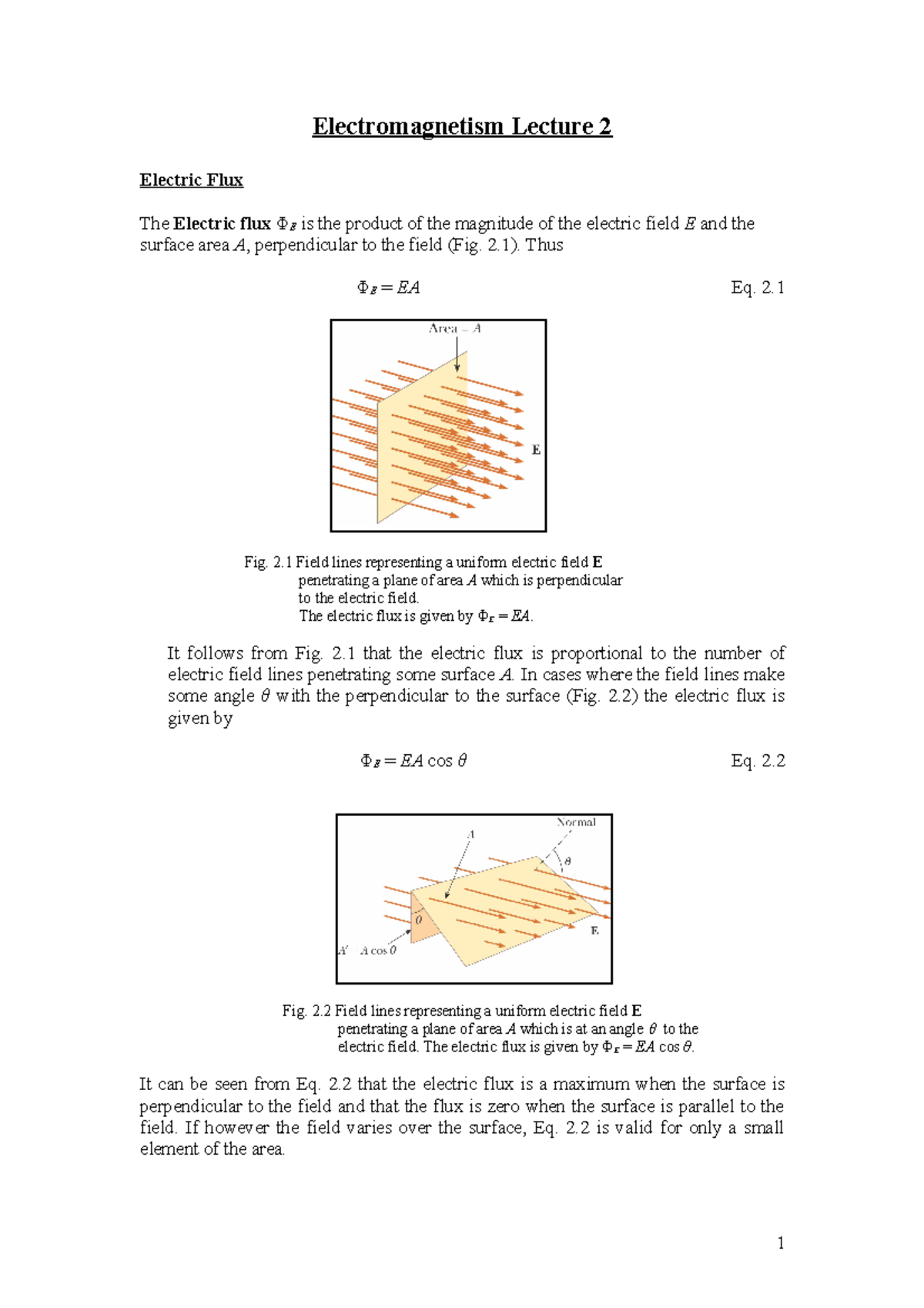 Electromagnetism Lecture 2: Lecture notes - Electromagnetism Lecture 2 ...
