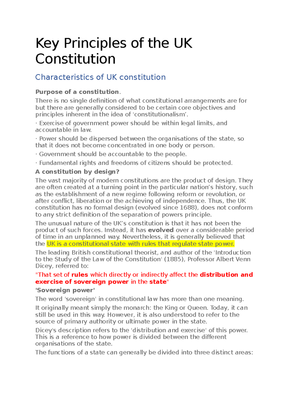 BPP Public Law Week 3 - Key Principles of the UK Constitution ...