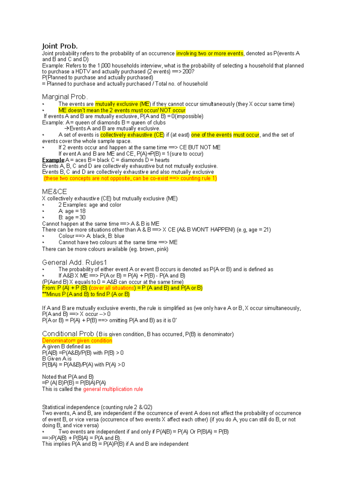 BS Tutorial Week 3 - Joint Prob. Joint probability refers to the ...