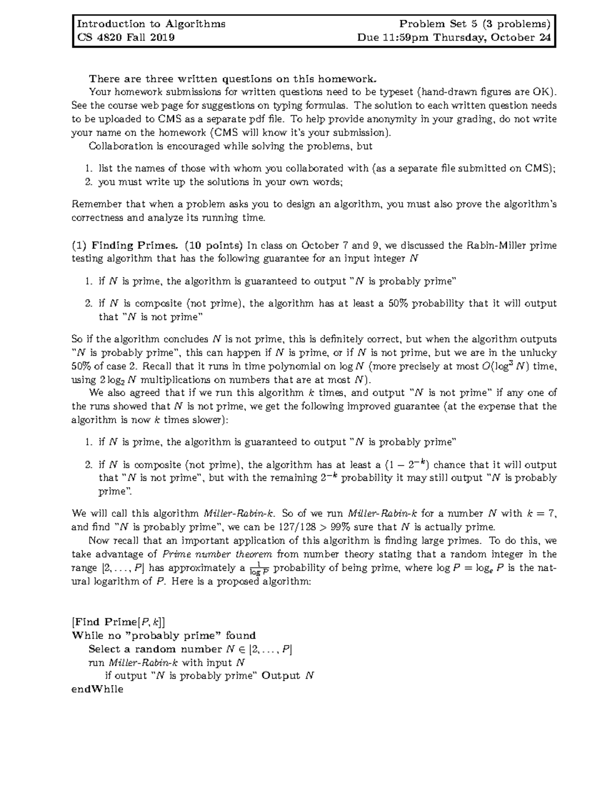 Ps5 Homework Assignment From Cs 4820 Taught By Professor Eva Tardis During Fall Introduction 