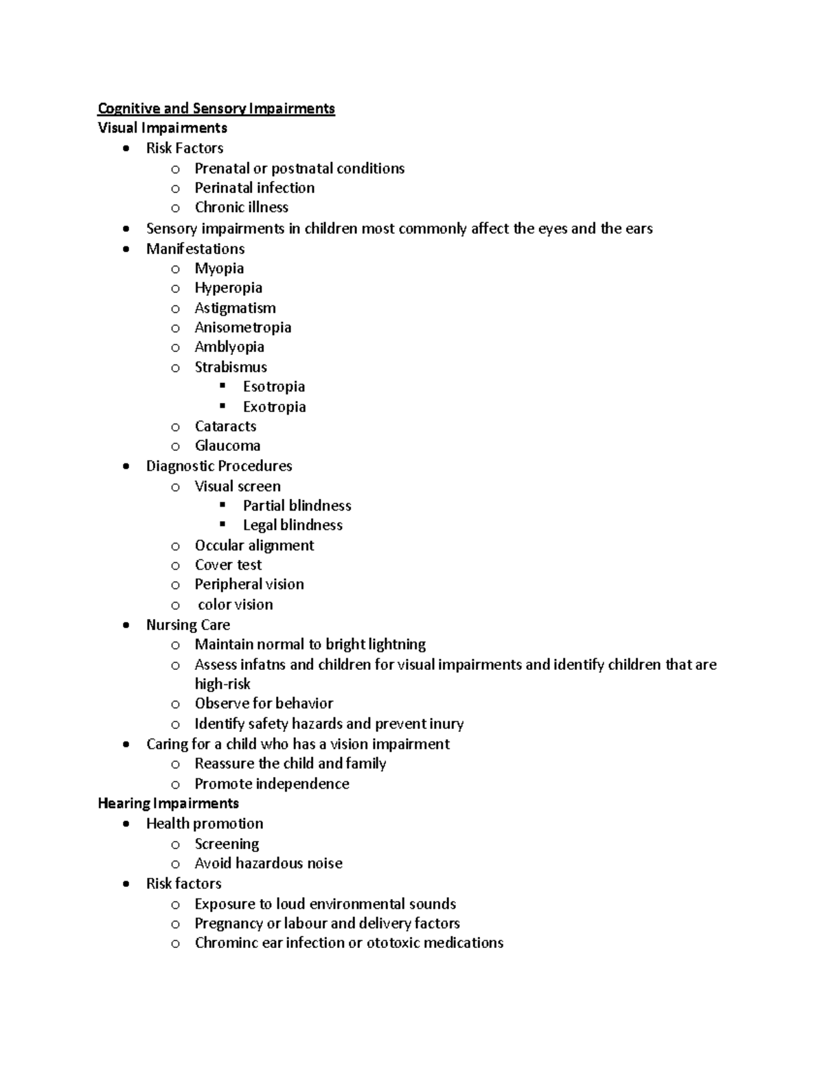 Cognitive and Sensory Impairments - Children who fall below the fifth ...