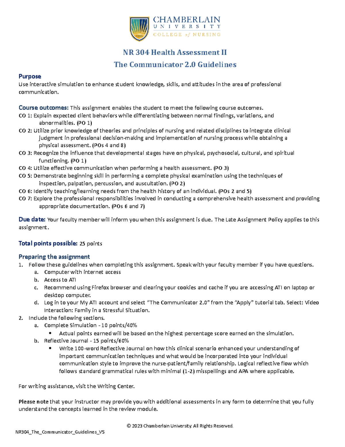 NR304 MAR23 The Communicator Guidelines - NR 304 Health Assessment II ...