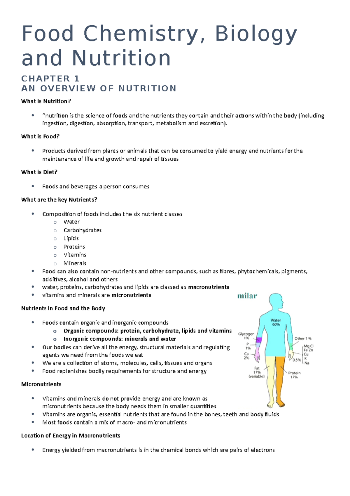 Food Chemistry notes - Food Chemistry, Biology and Nutrition CHAPTER 1 ...