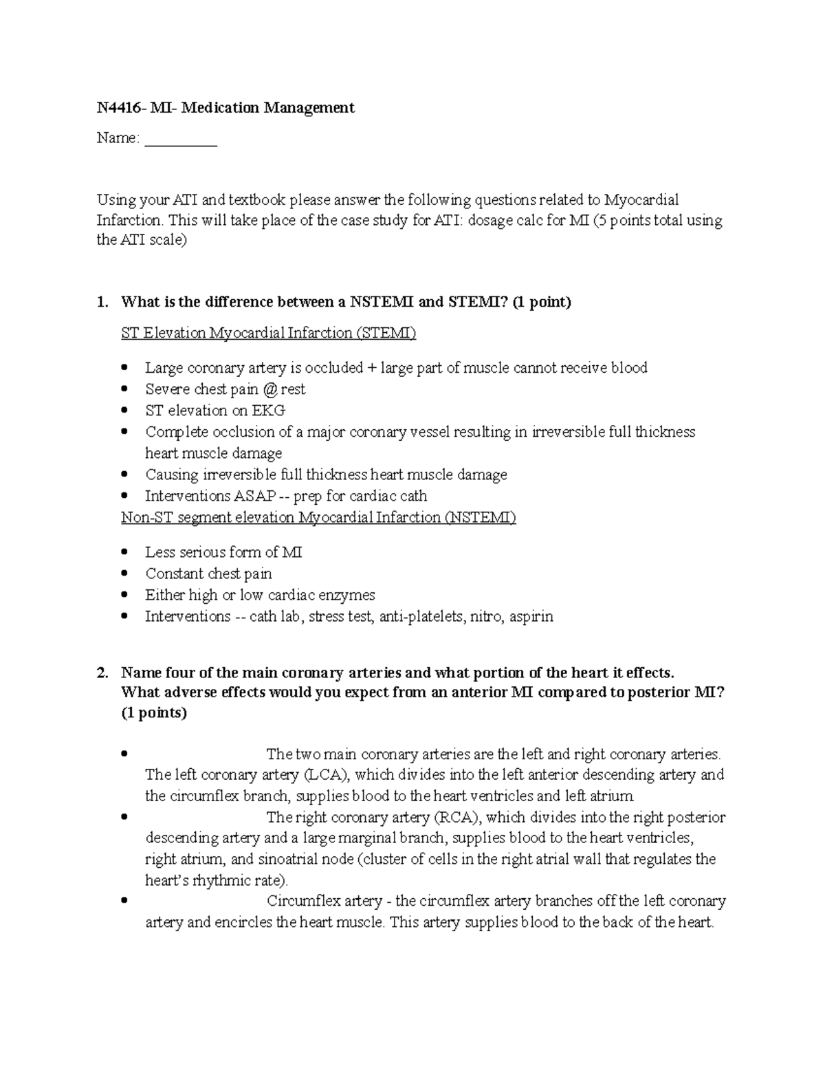 ATI- MI worksheet - N4416- MI- Medication Management Name ...
