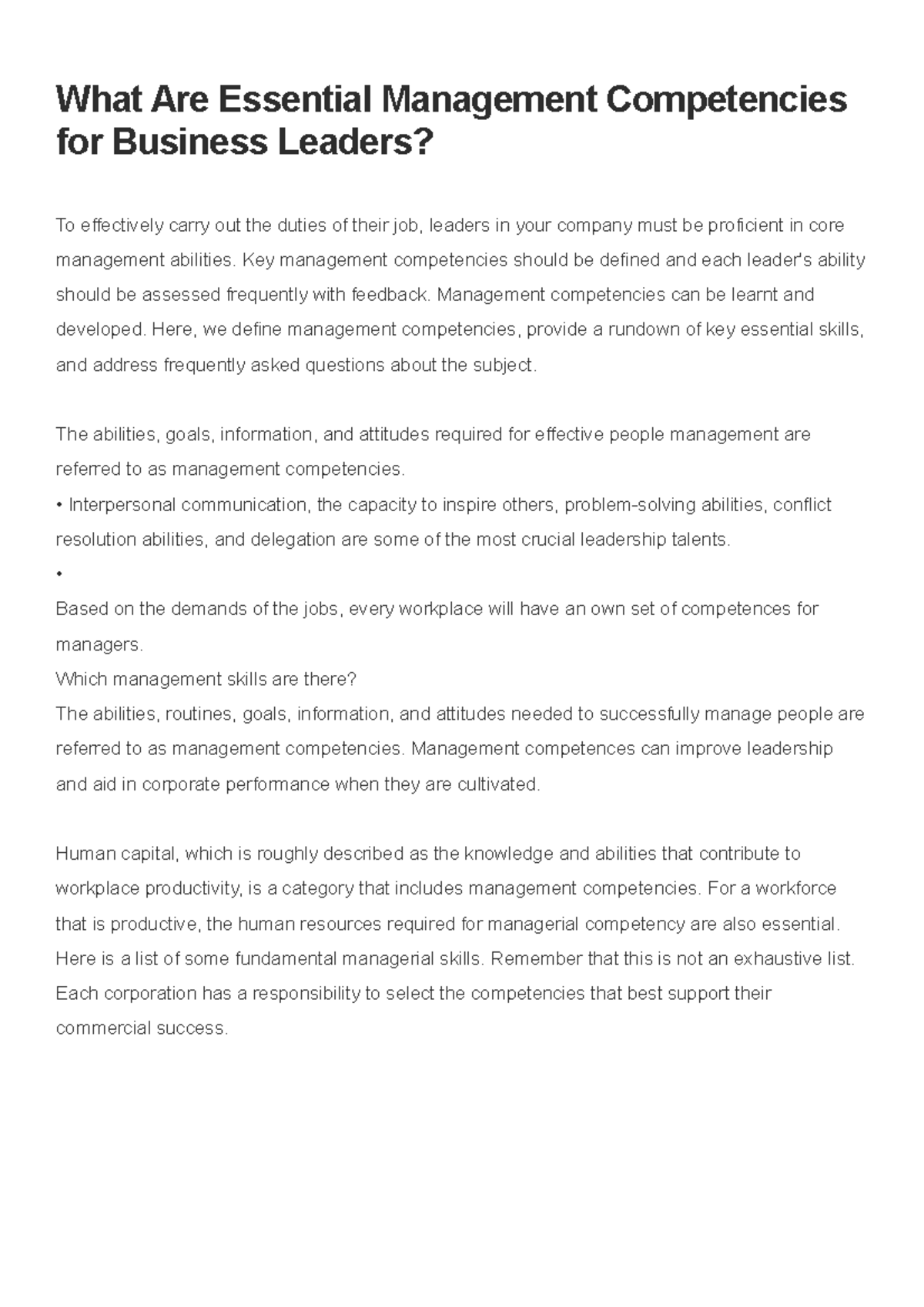 Essential Management Competencies for Business Leaders - Key management ...