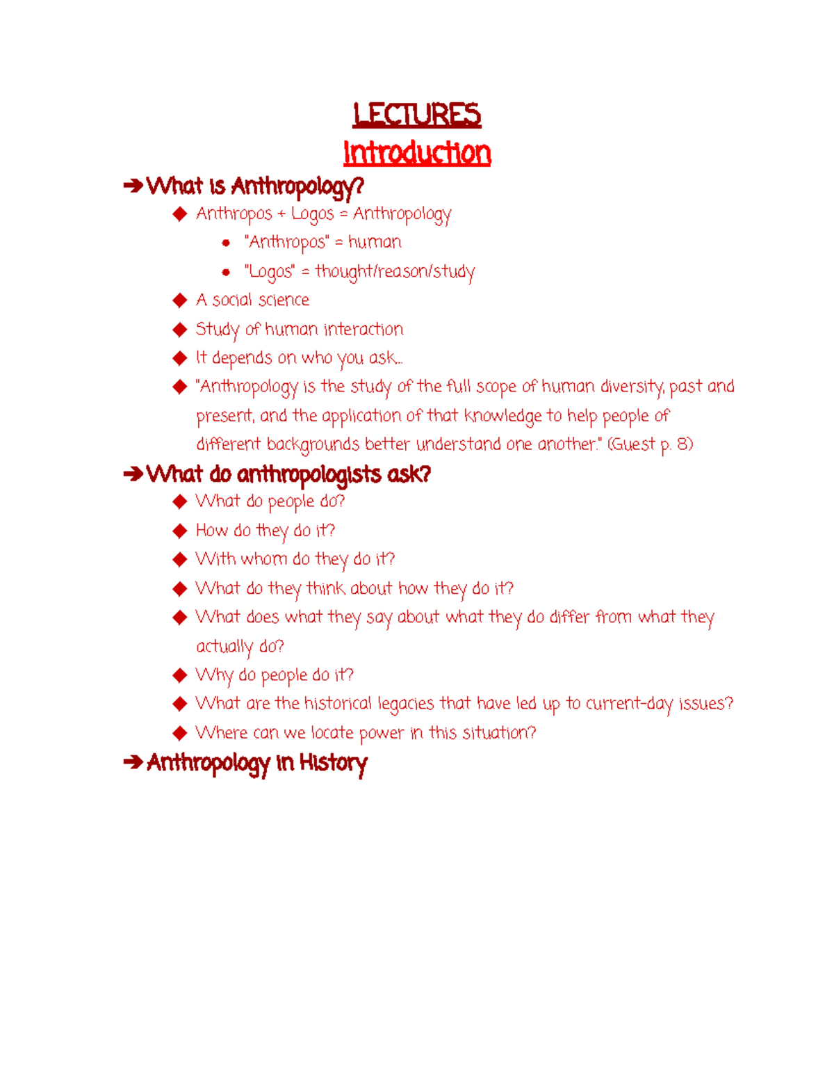 ANTH 2 Notebook - Elana Resnick - LECTURES Introduction What is ...