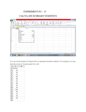 excel ASSIGNMENT - EXPERIMENT- Title: - WHAT IS MS EXCEL? Introduction ...