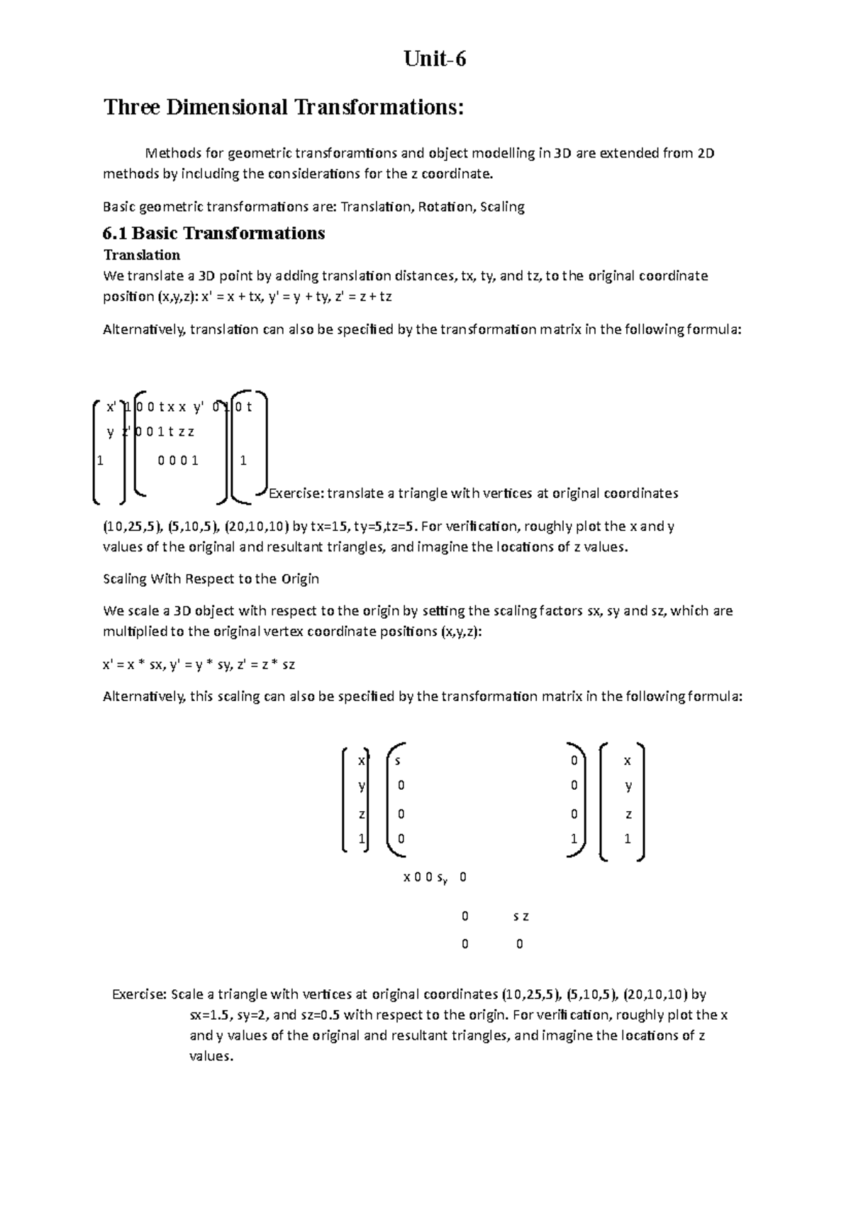 Unit6 Three Dimensional Transformations update - Unit- Three ...