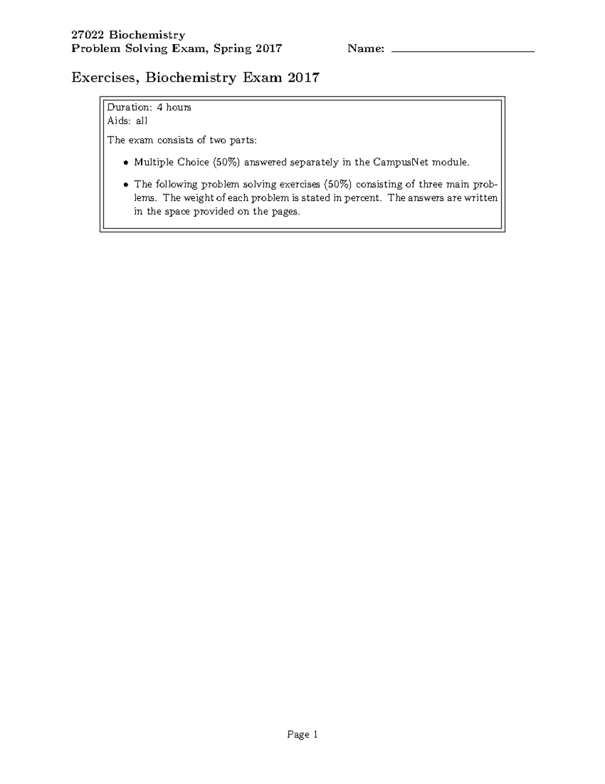 27022 Exam F17 Main un-solved - Problem Solving Exam, Spring 2017 Name ...