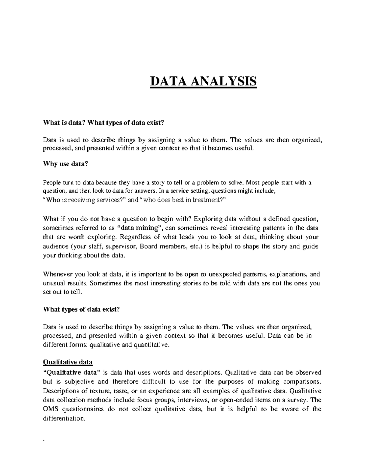 Lecture 1.2.2 Exploratory data analysis - DATA ANALYSIS What is data ...