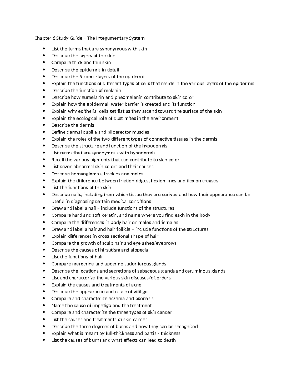 Integumentary System Study Guide(2)-2 - Chapter 6 Study Guide – The ...