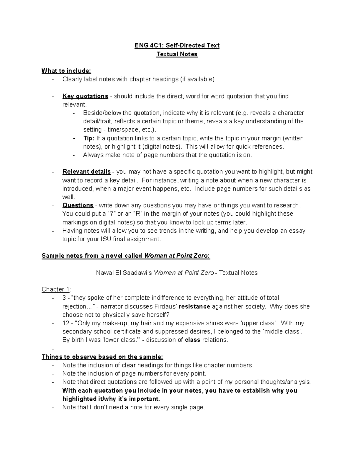 ENG 4C1: Text Textual Notes - Studocu