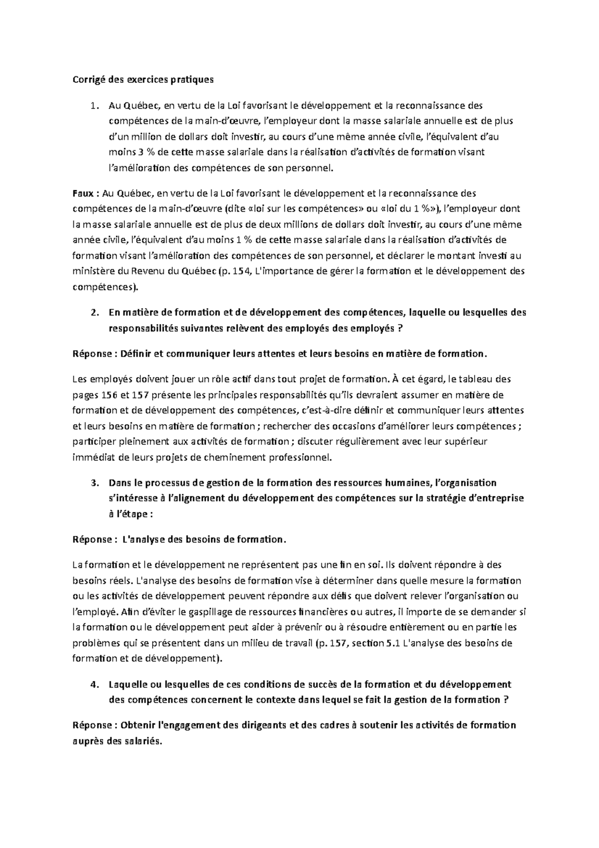 Corrige des exercices pratiques - Corrigé des exercices pratiques Au ...