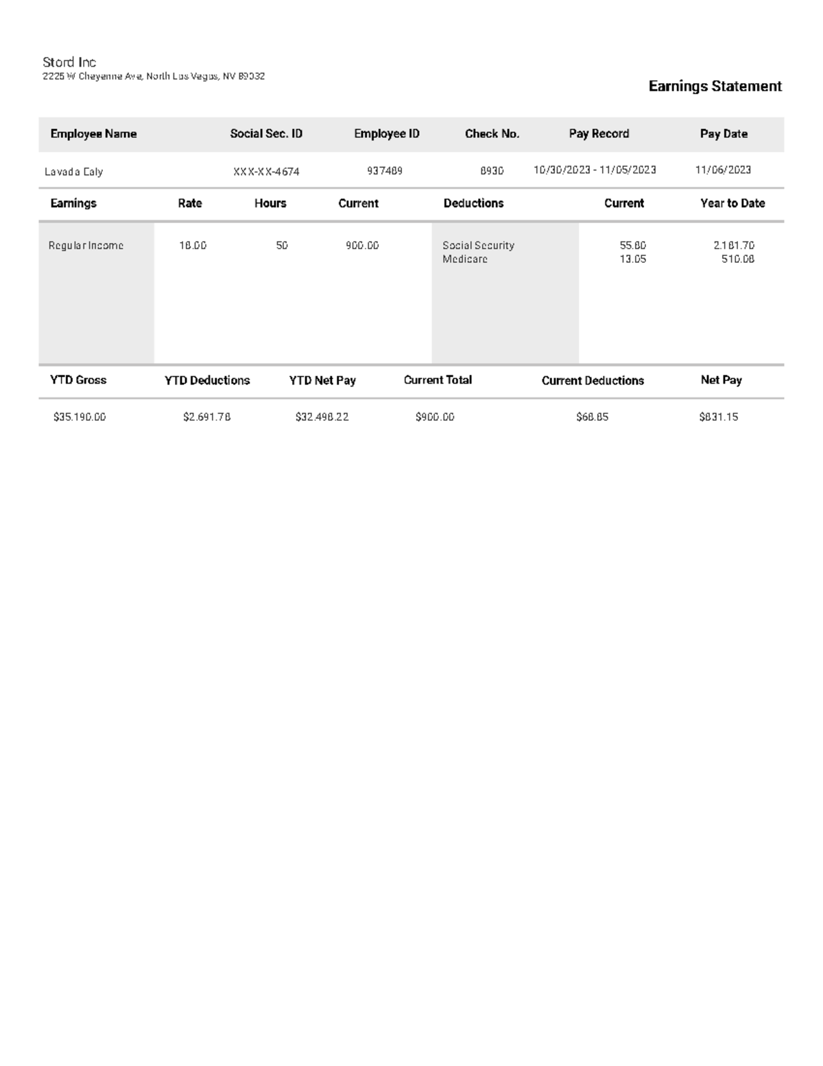Paystubs-1639228 - Paystubs - 11/06/ 2225 W Cheyenne Ave, North Las ...