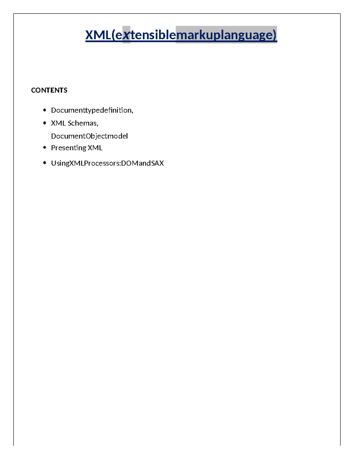 -WT-XML - XML(extensiblemarkuplanguage) CONTENTS Documenypedefinion, XML Schemas, - Studocu