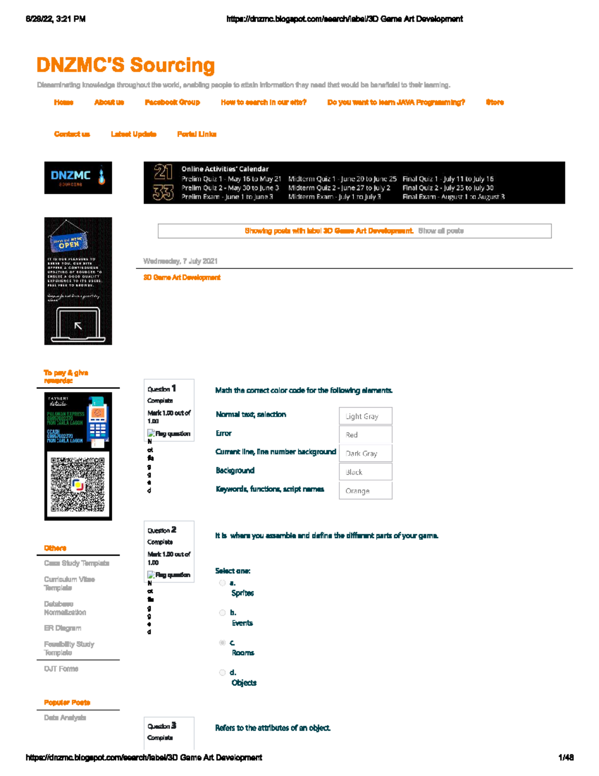 3D Game Art Development - Information system - Studocu