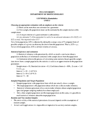 BS -1 - A complete overview on biostatistics and related problems - PES ...