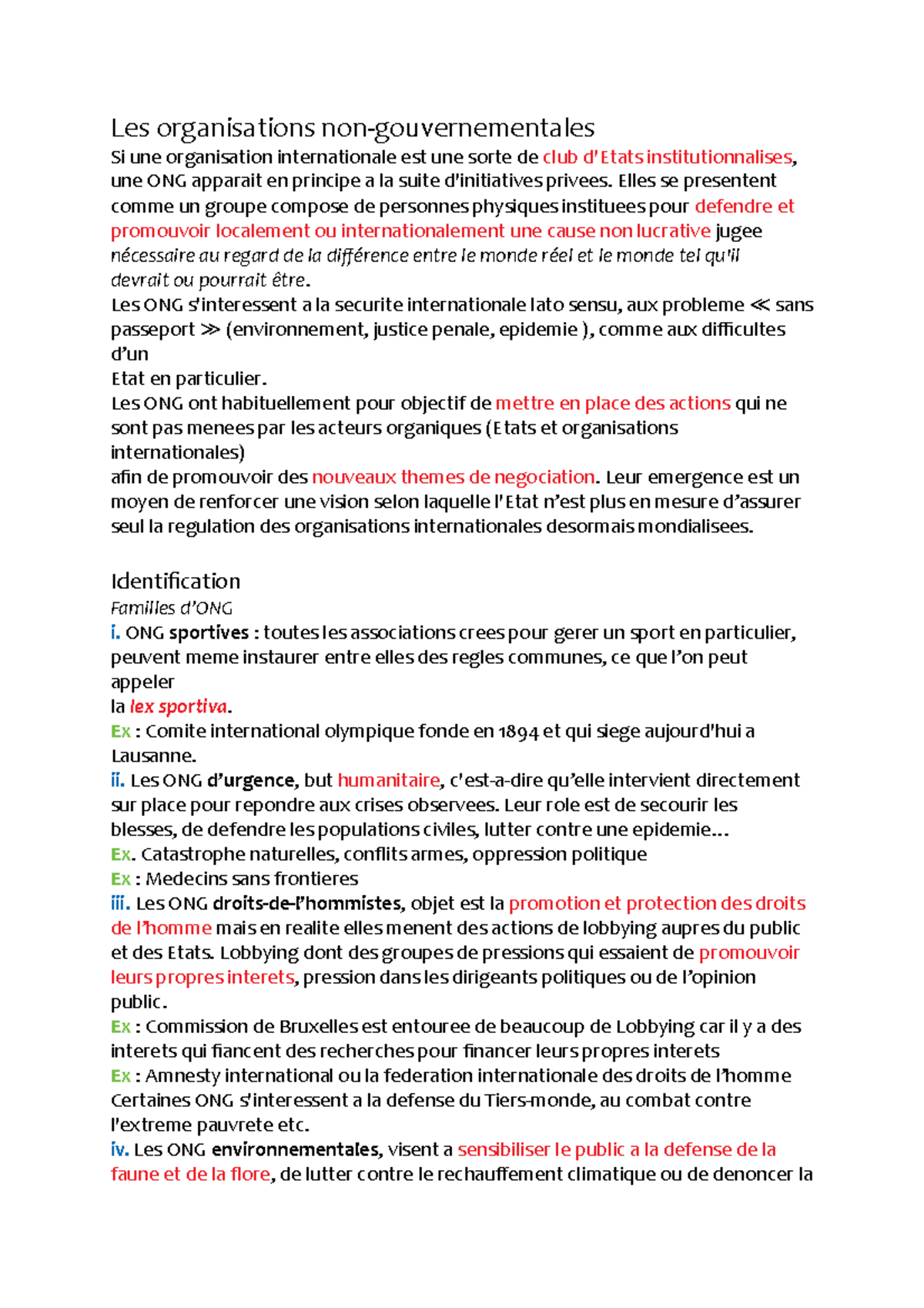 Les organisations non-gouvernementales - Elles se presentent comme un ...