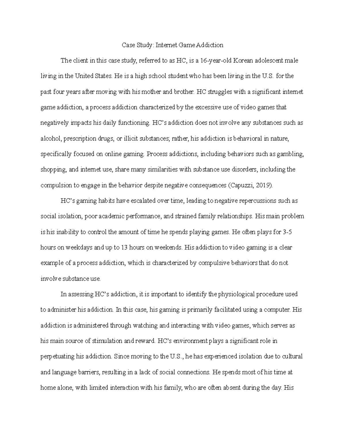 Psy 200 Milestone 2 Short Paper- Myranda R. - Case Study: Internet Game ...