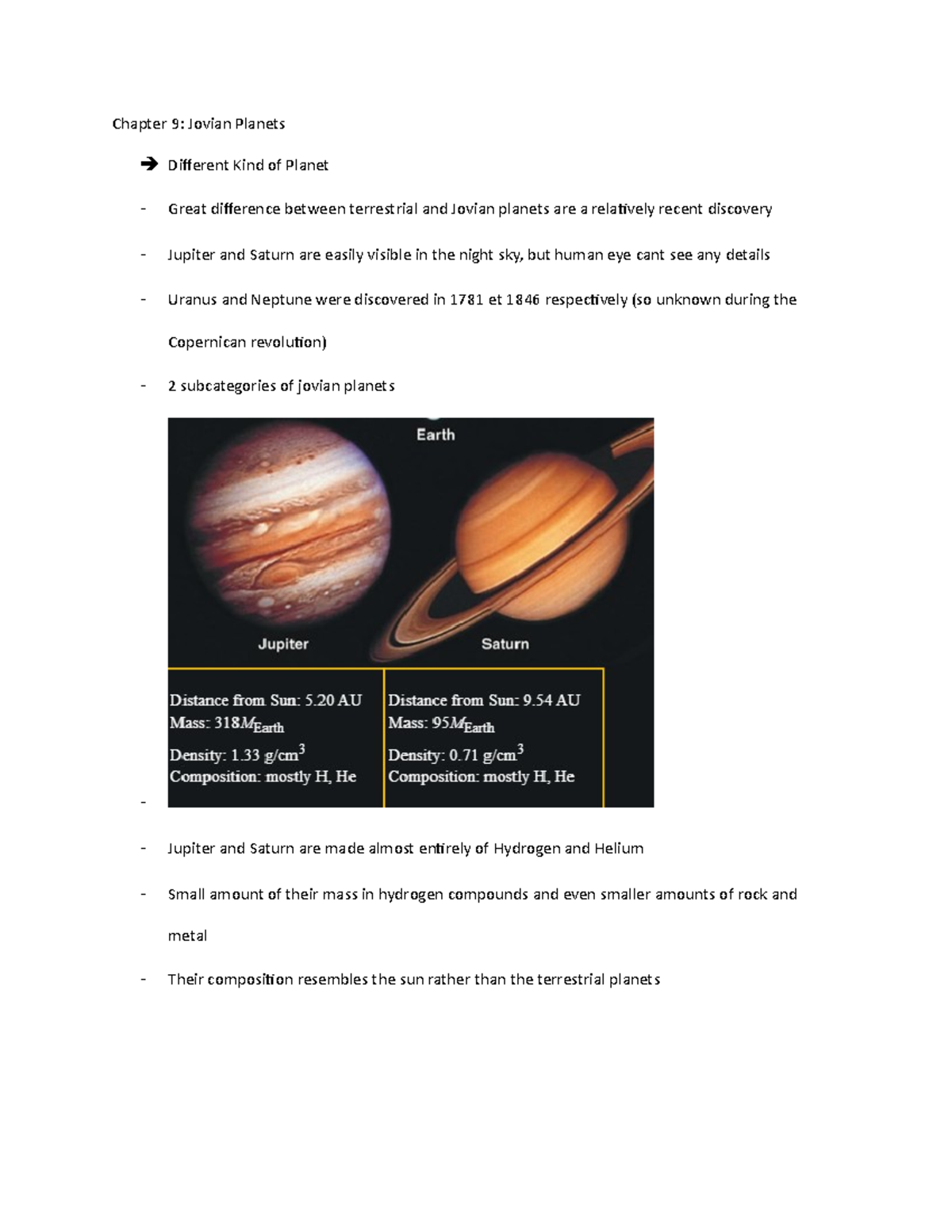 Quiz 3 - Chapter 9: Jovian Planets Different Kind of Planet - Great ...