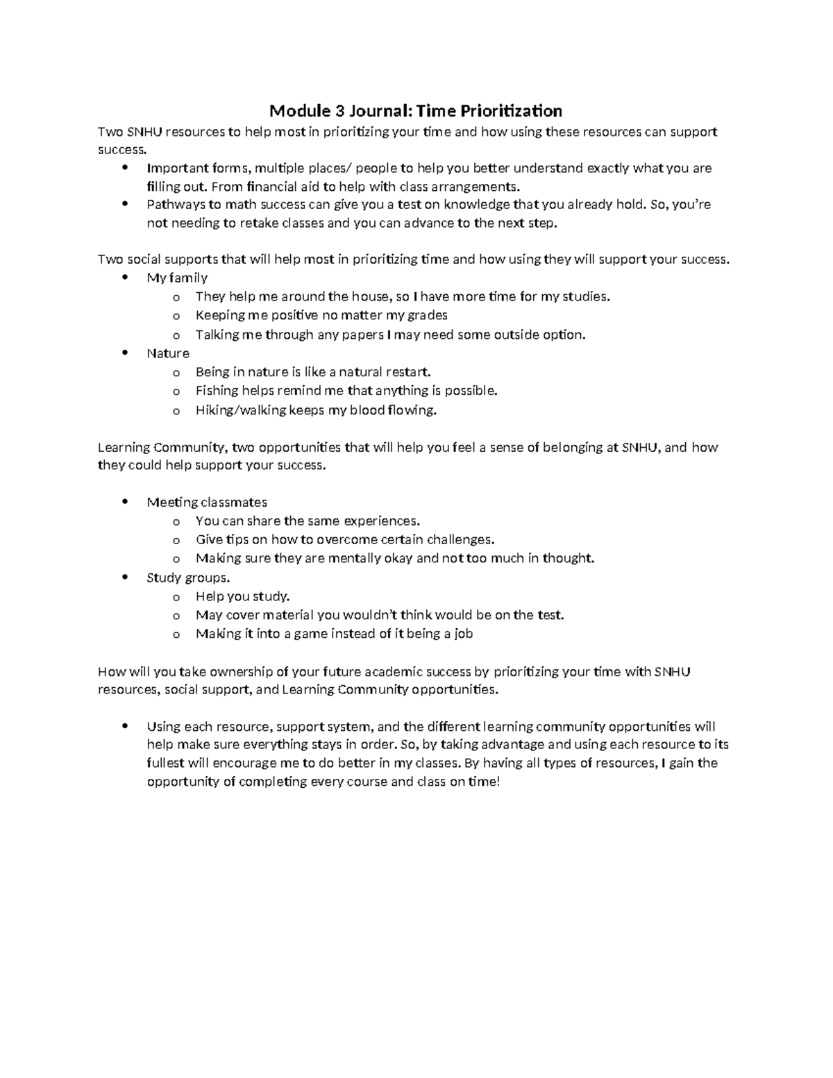 SNHU 107 Module Three Journal Template - Module 3 Journal: Time ...