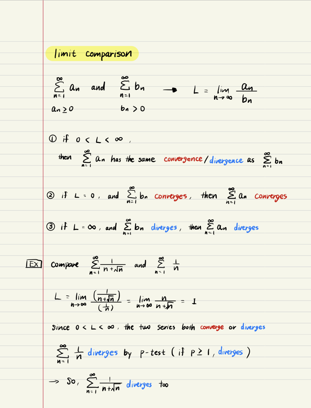 limit comparison - MATH 101 - Studocu