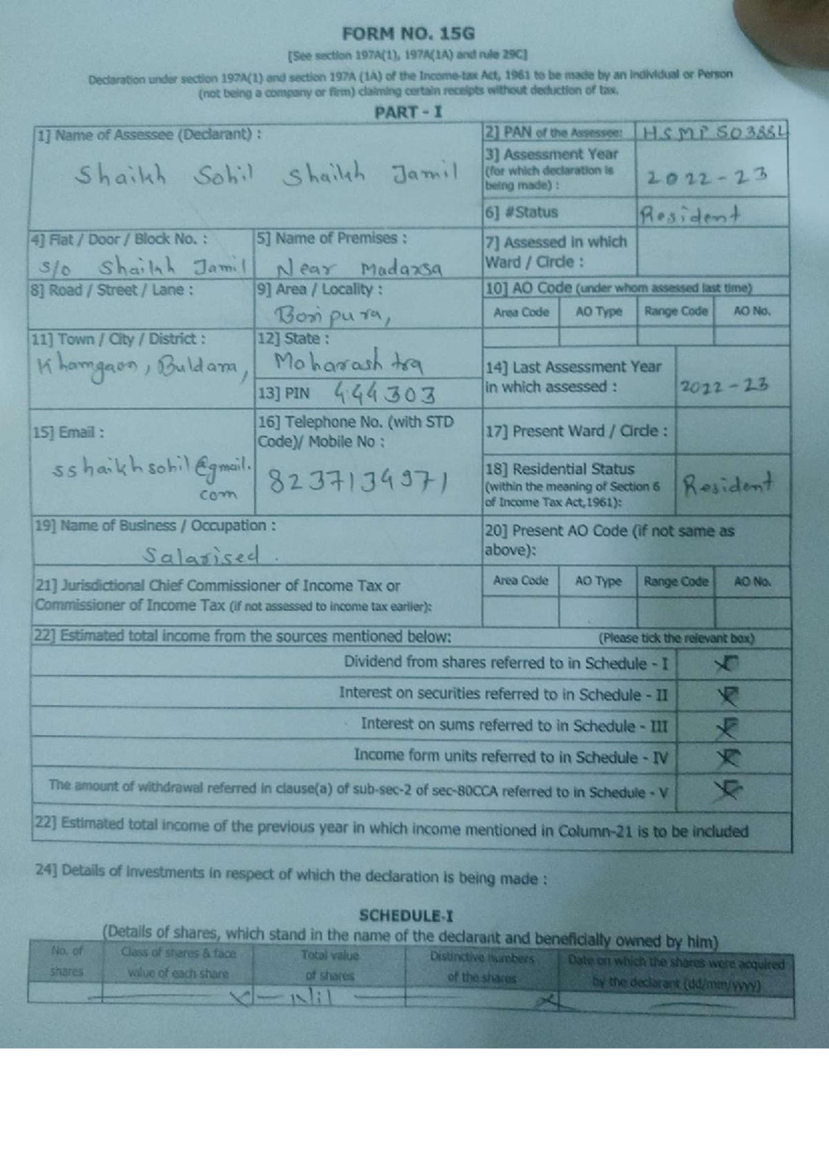 Form 15G-compressed - form - ] Name of Assessee (Declarant ...