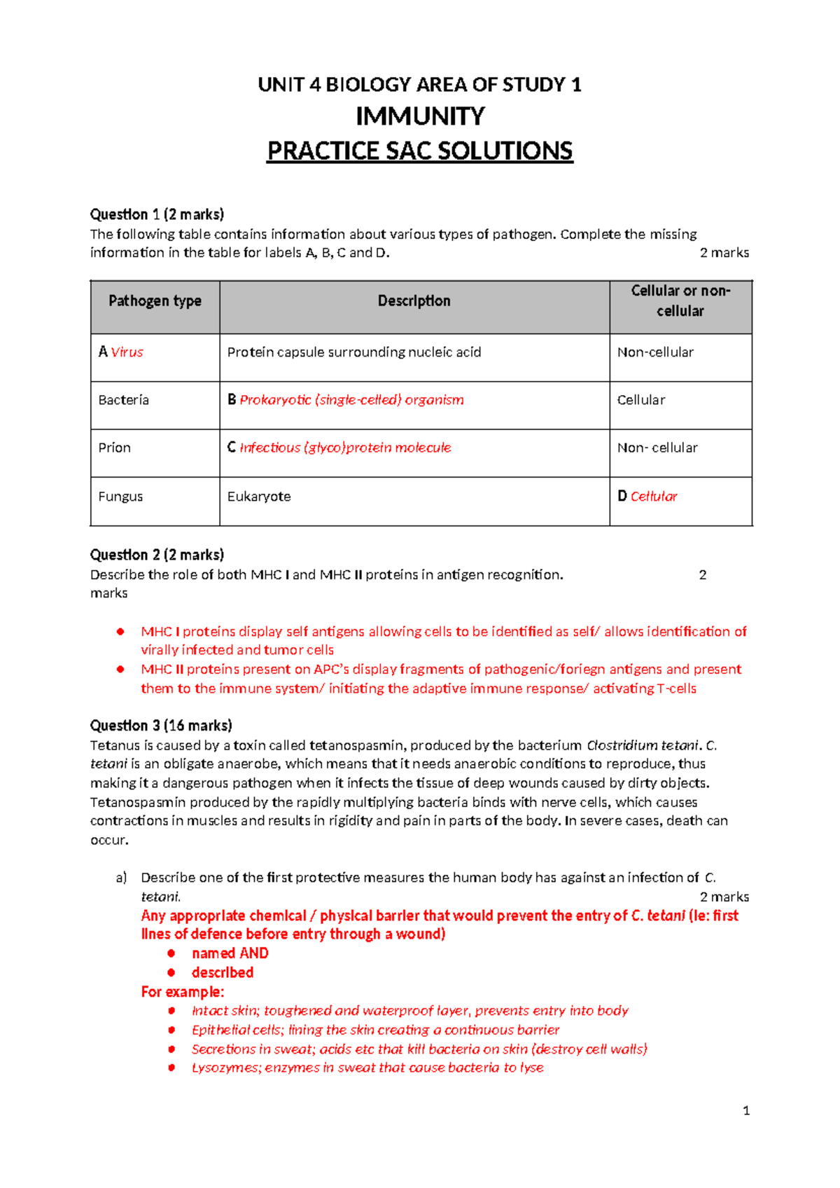 2024 Case Study Immunity and Diseases Practice SAC Answers - UNIT 4 ...