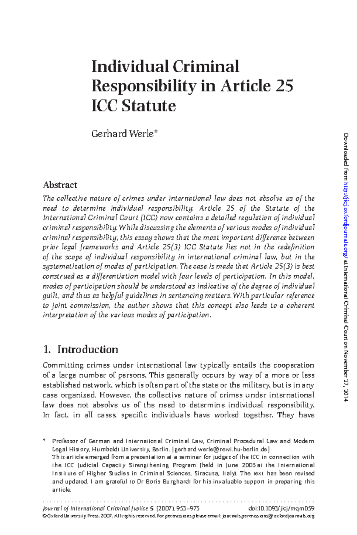 Individual Criminal Responsibility under Article 25 of Rome Statute ...