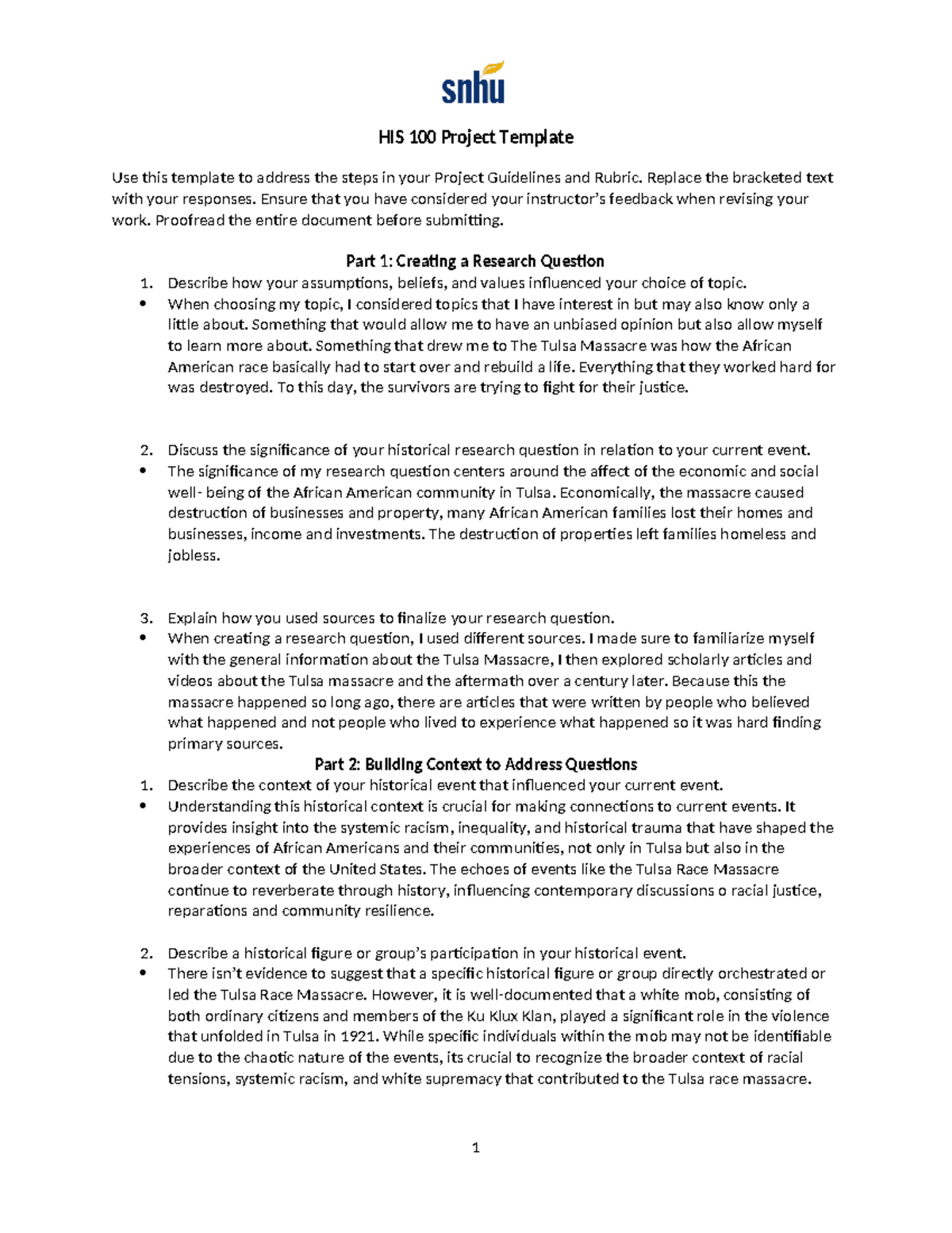 HIS 100 Project Template 2 copy - HIS 100 Project Template Use this ...