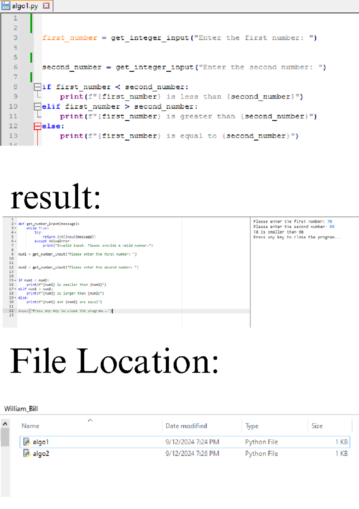 01 Hands-on Activity 1 william - algo1 1 2 3 first number get_integer_input the first number: 4 ...
