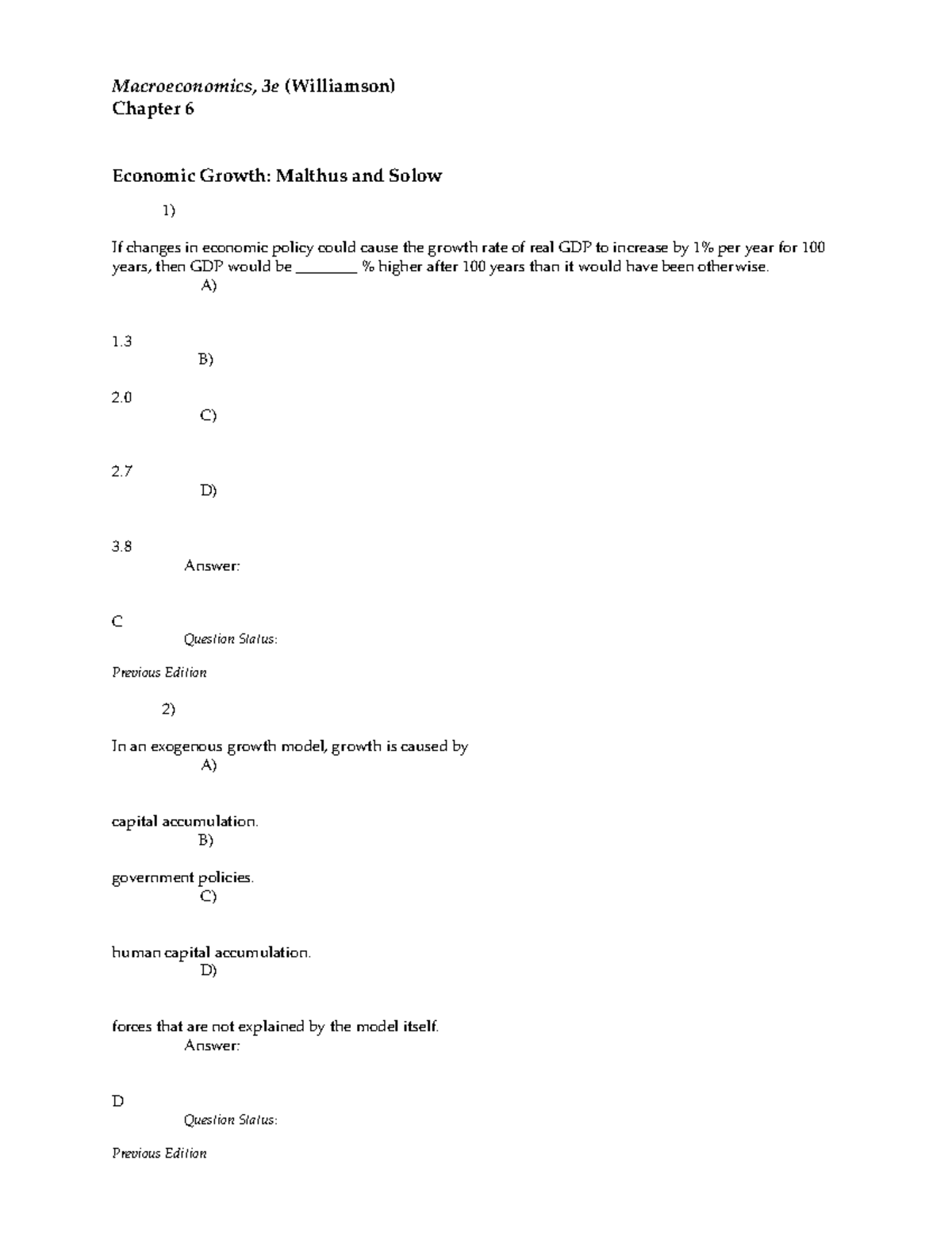 Chap06 - practice questions for chapter 6 - Macroeconomics, 3e ...