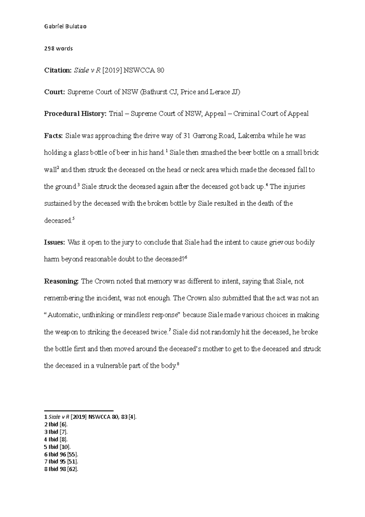 Laws1200B - Assignment - Gabriel Bulatao 298 words Citation: Siale v R ...