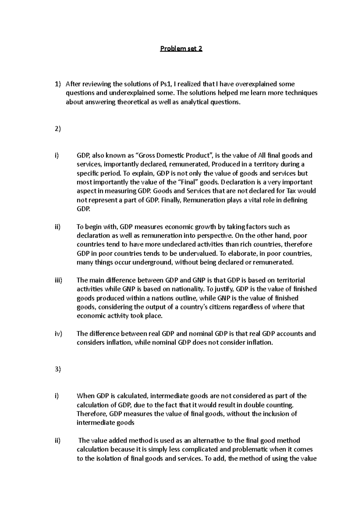Problem set 2 - assignment - Problem set 2 After reviewing the solutions of Ps1, I realized that ...