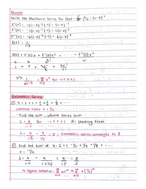 Geometric Series Notes - Geometric Series 6 18 I Yr 2 t Geometric ...
