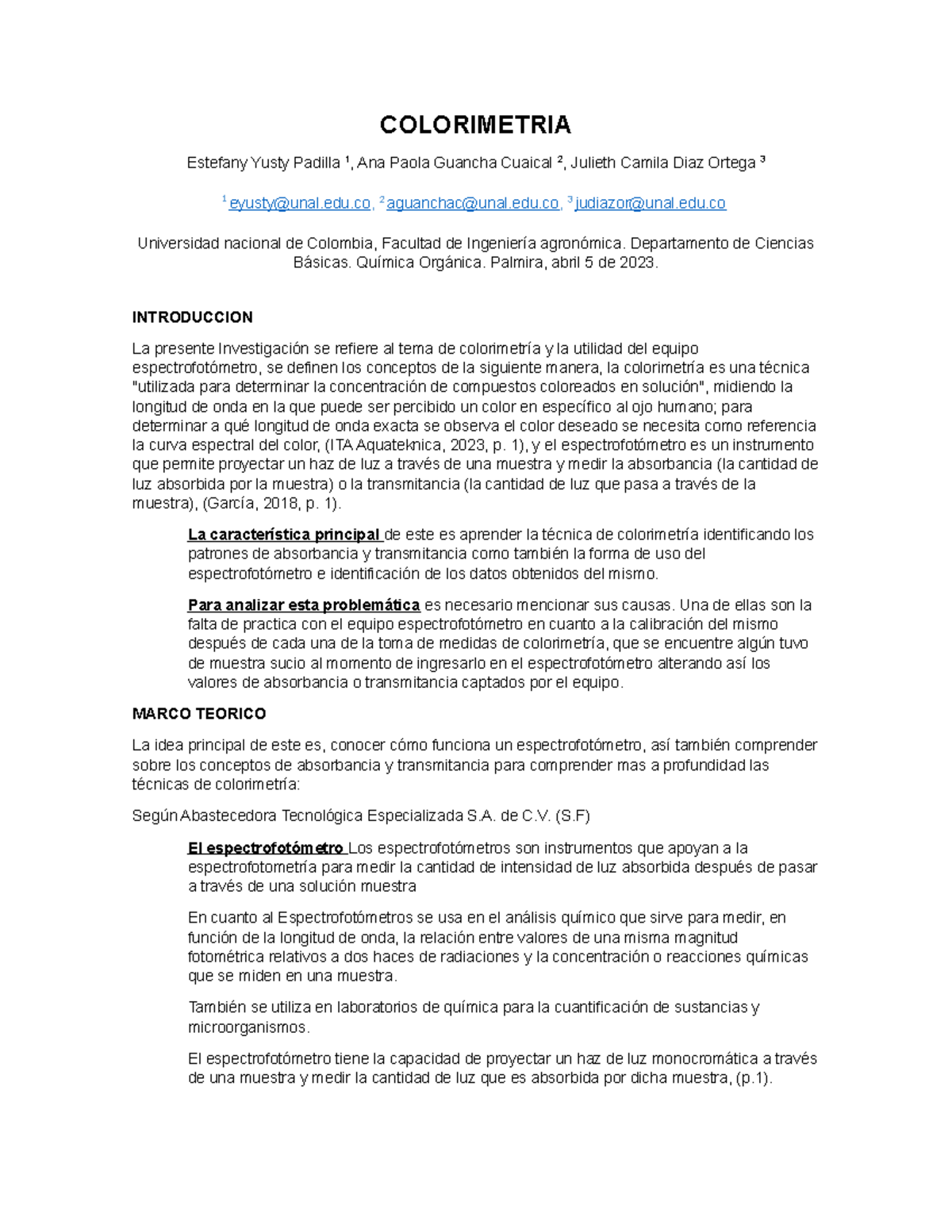 Practica-2 Colorimetria Estefany Yusty Padilla-Cod-0122567,Ana Paola ...