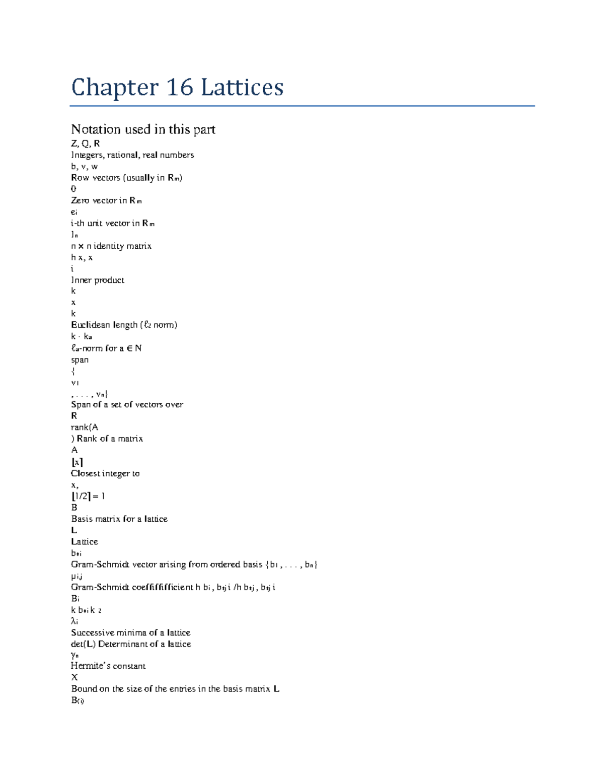 Chapter 16 Lattices - Hey friends! This thread contains quality notes ...