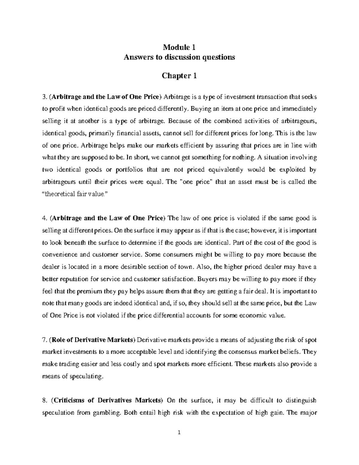 Module 1 answers to discussion questions - 1 Module 1 Answers to ...