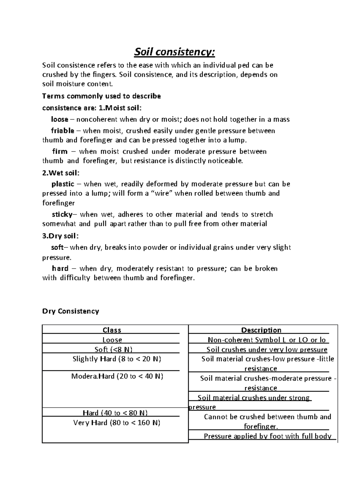 Soil consistency - So il co n si s t e n c y : S o il c o n s ist en c ...