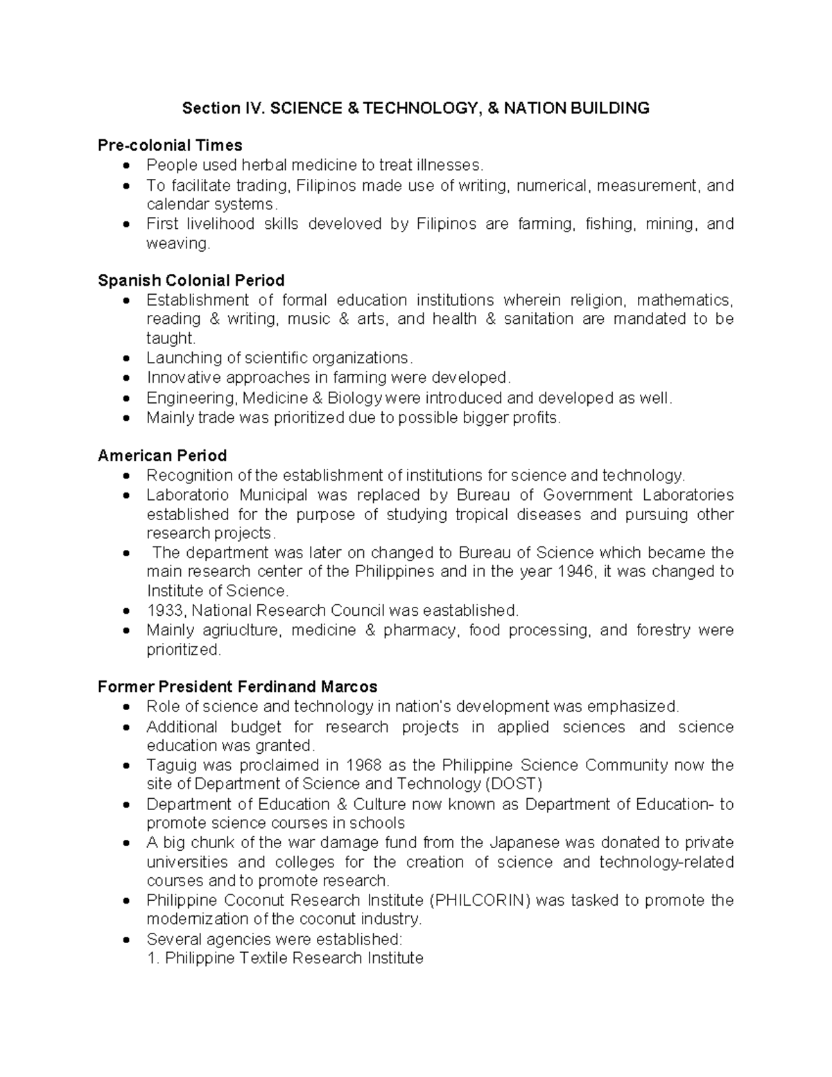Science & Technology, & Nation Building - Section IV. SCIENCE & TECHNOLOGY, & NATION - Studocu