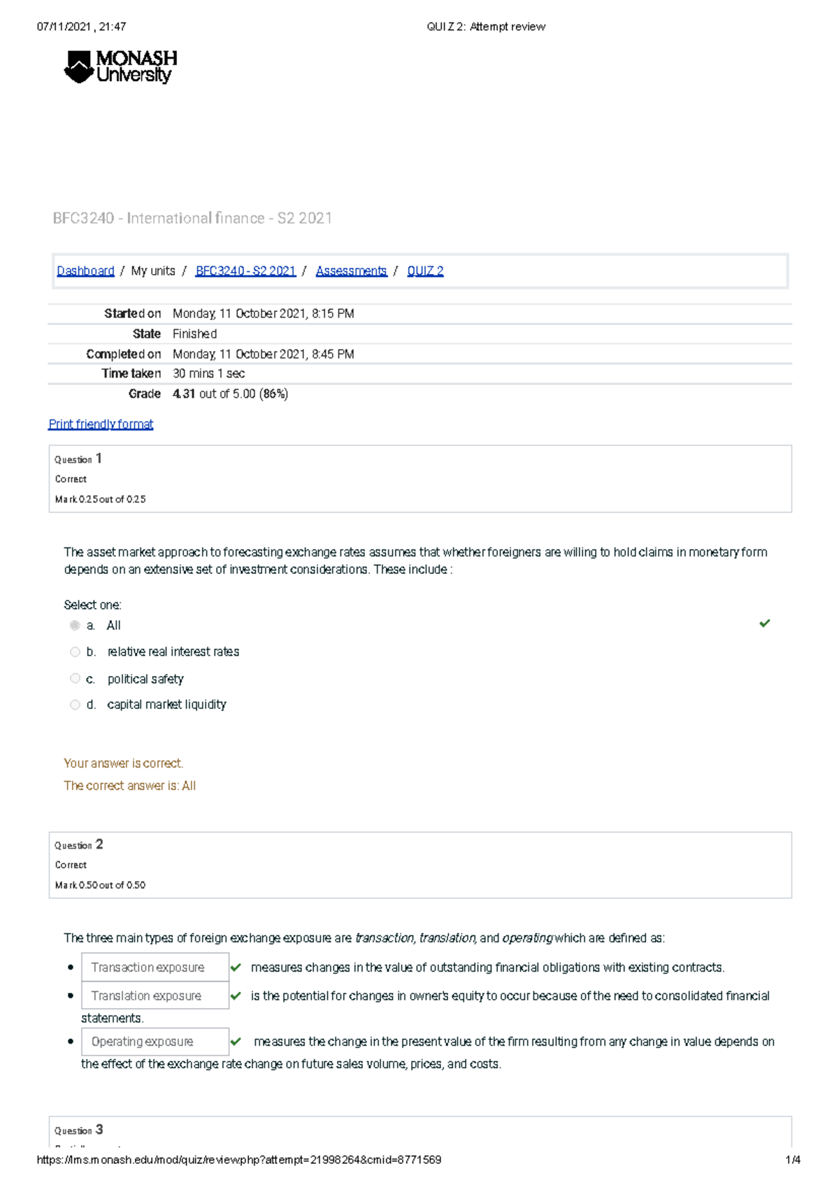 Quiz 2 - Exams, tutorial work, tutorial solutions - Dashboard/My units ...