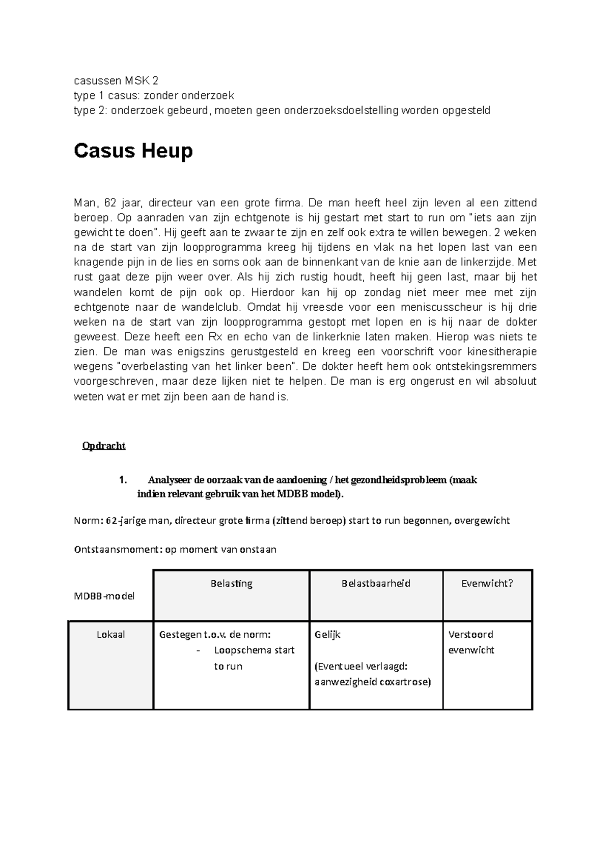 Casussen MSK 2 - casus MSK 2 - casussen MSK 2 type 1 casus: zonder onderzoek type 2: onderzoek ...