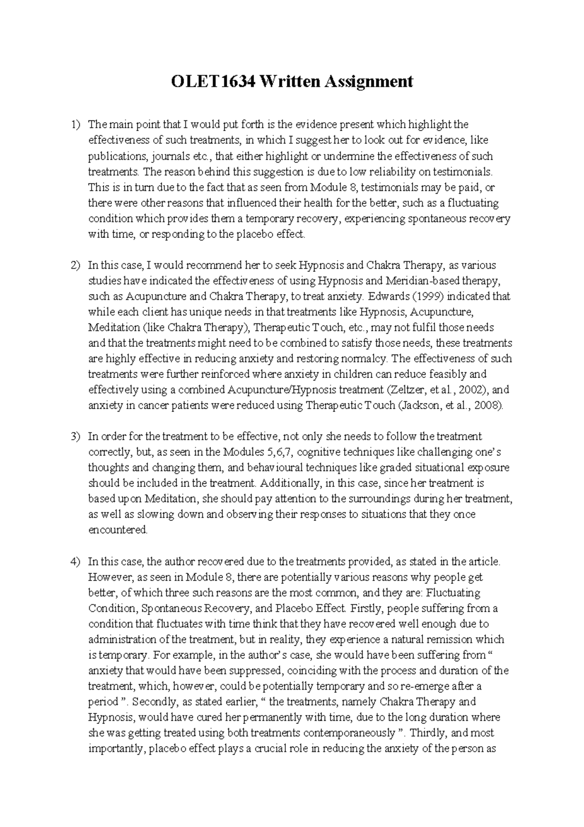 OLET1634 Written Assignment - OLET1634 Written Assignment The main ...