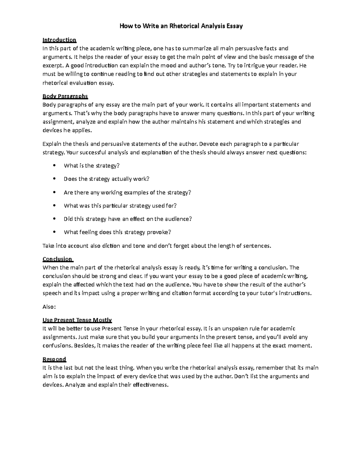 How to Write an Rhetorical Analysis Essay - How to Write an Rhetorical ...