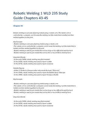 Robotic Welding 1 WLD 235 Study Guide Chapters 4-6 - The robot moves ...