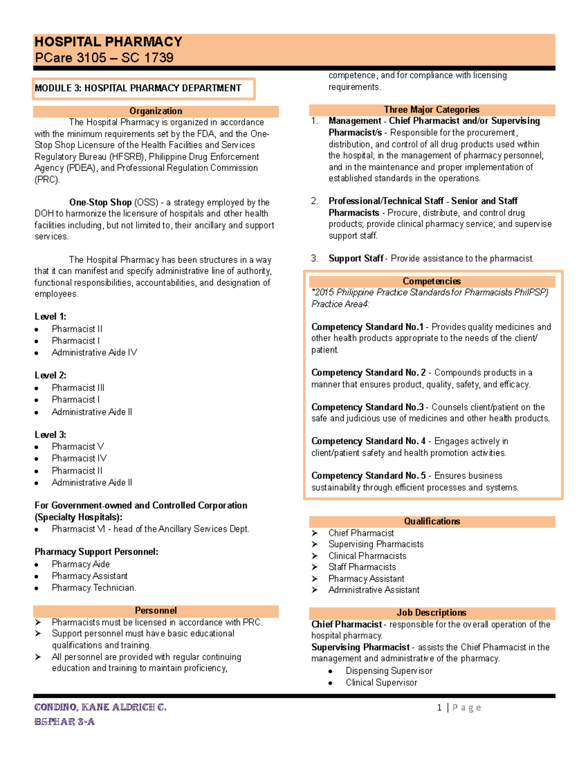 Hos Phar Mod-3 - The Hospital Pharmacy is organized in accordance with the minimum requirements ...